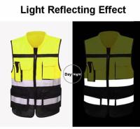 China Patchwork Polyester Safety Vest With Pockets And Zipper Orange Green for sale
