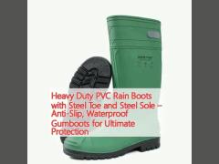 Green PVC Steel Toe Rubber Boots Anti Slip Steel Toe Waterproof Boots