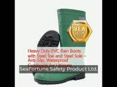 Green PVC Steel Toe Rubber Boots Anti Slip Steel Toe Waterproof Boots
