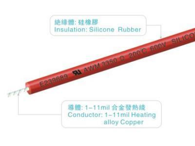 China FT2 Red Silicone Rubber Insulated Cable UL3350 600V / 200C For Robot for sale