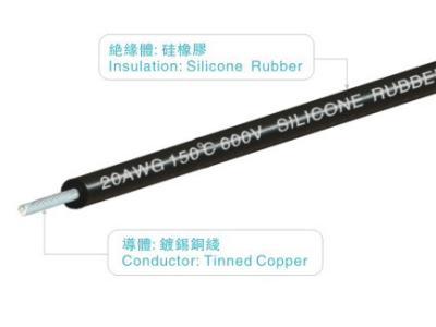 China UL3141 silicone rubber wires 600v 150C  24AWG FT2  black home appliance uav lighting for sale