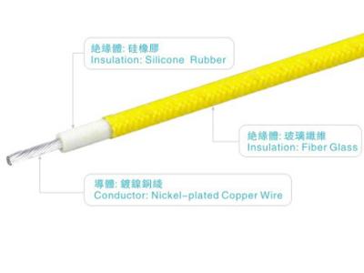 China UL3252 600V 250C 10-30AWG Glasvezel Silicone rubber draden FT2 voor huishoudelijke apparaten, verlichting, verwarming, industriële energie Te koop