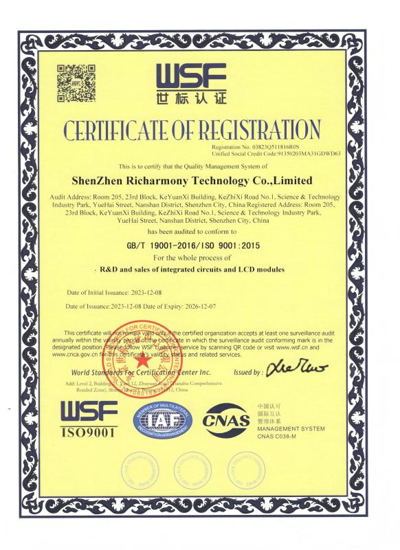 Quality Management System - Shenzhen Richarmony Technology Co., Ltd.