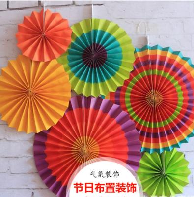 China Festive festive supplies paper fan flower set home party wedding decoration decoration 6 sets of paper fan flowers. for sale