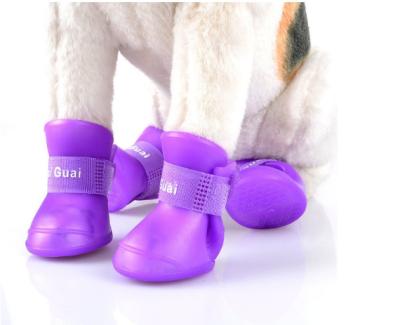 China Pet supplies silicone rain boots, non-slip pet shoes, candy color fashion cute dog shoes，red,yellow,pink,black; for sale