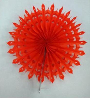 China Factory direct fan flower fan holiday party decoration paper craft paper fan flower hollow fan flower；red，yellow，green for sale