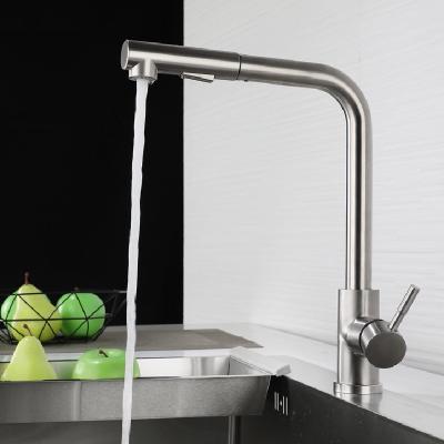 China Brushed Stainless Steel Dish Washing Faucet Deck Mounted Single Hole Tap for sale