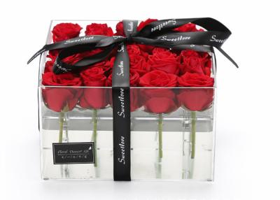 China Rose Flower Clear Acrylic Display Cubes Shatter Resistant Easy To Clean for sale
