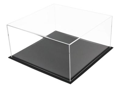China Supermarket Clear Acrylic Display Boxes Eco Friendly Durable With Black Base for sale