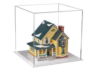 China Medium Square Clear Acrylic Display Boxes Chemical Resistance With White Base for sale