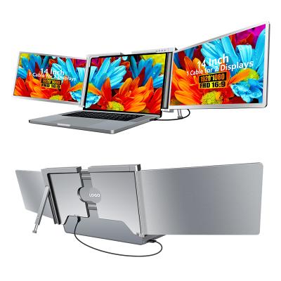 China FHD 14 Inch Tri Screen 1920x1080 Triple Portable Monitor For Laptop for sale
