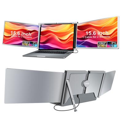 China 1 Cable 15.6 Inch Portable Monitor 1920x1080 Folding Screen Monitor With Type C for sale