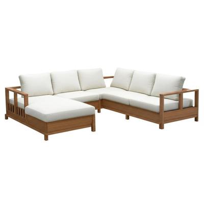 China Solid Wood Frame White Linen Sofas ODM Stain Resistant Sectional Couch for sale