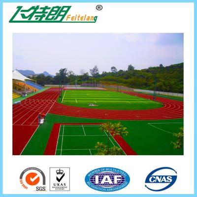 中国 運動場のための SBR の粒子の混合物と完全な PU の接着剤のゴム製連続したトラック 販売のため