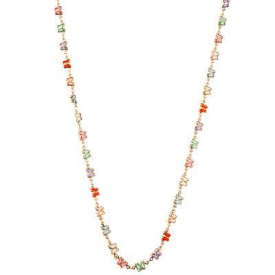 Cina Multicolor Beaded 14K Gold-Plated Chain Link Necklace with Butterfly/Flower/Heart/Shell/Star Pendant in vendita