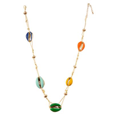 Cina Multicolor Beaded 14K Gold-Plated Chain Link Necklace with Butterfly/Flower/Heart/Shell/Star Pendant in vendita