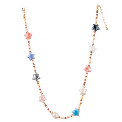 Cina Multicolor Beaded 14K Gold-Plated Chain Link Necklace with Butterfly/Flower/Heart/Shell/Star Pendant in vendita