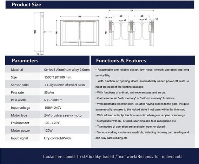 SUS304 RS485の振動回転木戸のゲートのRfidのステンレス鋼の回転木戸1