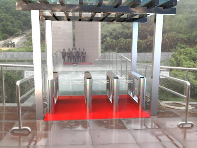 Marco biométrico 0 del control de acceso 1.5m m de la base de Wing Swing Arm Turnstile Hitech
