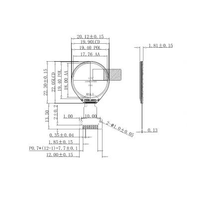 China Módulo de pantalla redonda TFT de 0,7 pulgadas 160 * 160 SPI IC de conducción GC9D01 en venta
