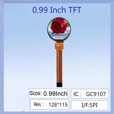 Cina 0.99 pollici di alta definizione IPS TFT LCD a colori rotondo - Risoluzione 128x115, GC9107, Display a colori, grande angolo di visione, per dispositivi indossabili intelligenti / progetti elettronici fai da te / pannelli di strumenti industriali in vendita