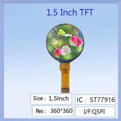China 1.5 Inch Round Color TFT LCD Display 360x360 Resolution ST77916 Driver IC High Definition Wide Viewing Angle For Smart Wearables/DIY Electronic Projects/Industrial Instrument Panels for sale