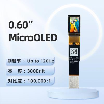 China 0,60-inch Micro OLED-scherm | 3000 helderheid, 120Hz hoge vernieuwingsfrequentie, dubbele interfaces (I2C/MIPI) Geschikt voor detectie buitenshuis / VR-apparaten, HD zelfverlichting, snelle integratie Te koop