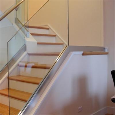 China Indoor stair railing system aluminum U channel tempered glass railing with removable handrail for sale