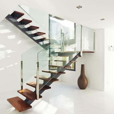 China Indoor straight staircase,mono stringer staircase,wooden stairs for sale