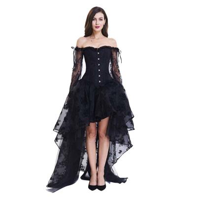 Cina Dimensione d'acciaio S - 2XL del vestito dal corsetto del pizzo di nero d'ossa di Steampunk 9 in vendita