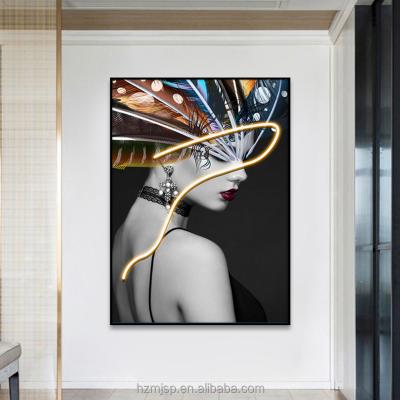 Cina Moderno stile 3D LED ritratto poster stampato su tela Arte muraria per l'ingresso decorativo in vendita
