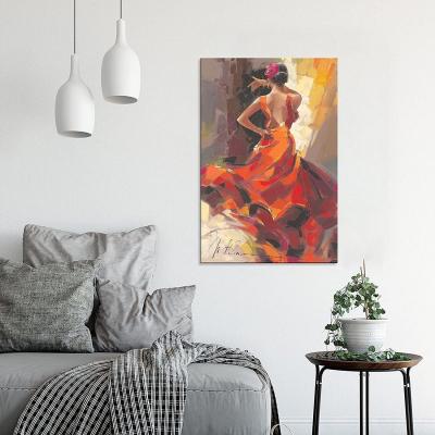 Cina Dimensioni personalizzate accettate Dipinti a mano Ragazze Graziose Danzatrici Canvas Poster Decorazioni murali Disegni per il soggiorno in vendita