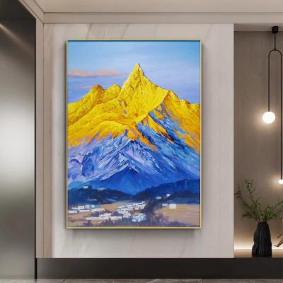 中国 オーダーメイド 手描き ゴールデンマウンテン モダン抽象 厚い質感 キャンバス 3d リリエフ 絵画 様々な印刷方法 販売のため