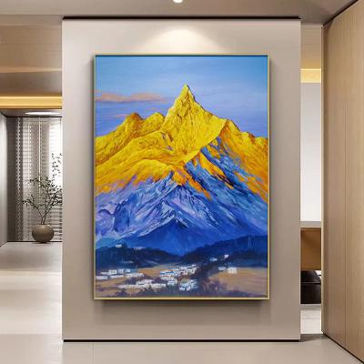 中国 オーダーメイド 手描き ゴールデンマウンテン モダン抽象 厚い質感 キャンバス 3d リリエフ 絵画 様々な印刷方法 販売のため