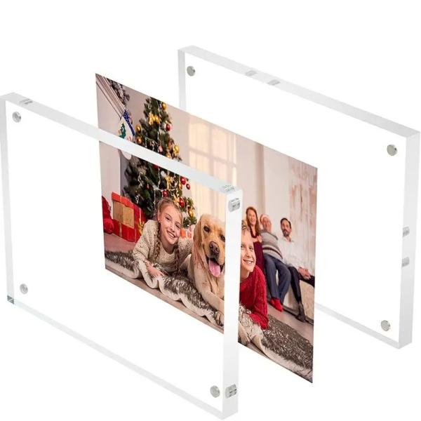 Quality Floating Acrylic Picture Frames See Through Magnetic Block Photo Frame for sale