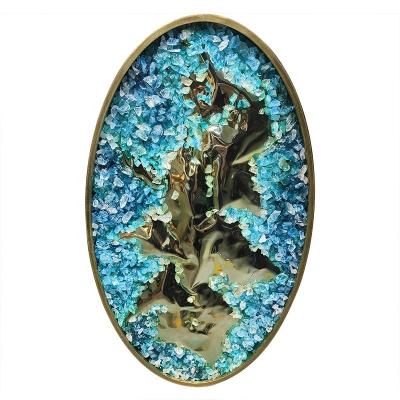 Cina Ronda Astratta 3D Metal Art Pittura Inchiostro a mano Pitture murali con cornice in vendita
