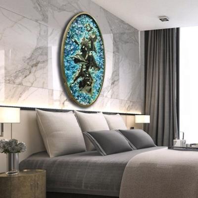 Cina Ronda Astratta 3D Metal Art Pittura Inchiostro a mano Pitture murali con cornice in vendita