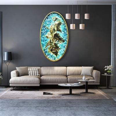 Cina Ronda Astratta 3D Metal Art Pittura Inchiostro a mano Pitture murali con cornice in vendita