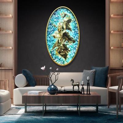 Cina Ronda Astratta 3D Metal Art Pittura Inchiostro a mano Pitture murali con cornice in vendita