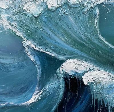 Cina Decorazione per la casa tela originale astratto pesante tessuto ondata di mare parete decorazione appesa pittura su misura non originale accettato in vendita