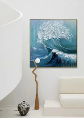 Cina Decorazione per la casa tela originale astratto pesante tessuto ondata di mare parete decorazione appesa pittura su misura non originale accettato in vendita