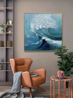 Cina Decorazione per la casa tela originale astratto pesante tessuto ondata di mare parete decorazione appesa pittura su misura non originale accettato in vendita