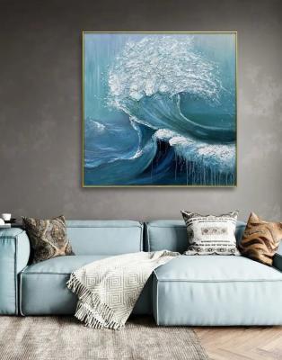 Cina Decorazione per la casa tela originale astratto pesante tessuto ondata di mare parete decorazione appesa pittura su misura non originale accettato in vendita