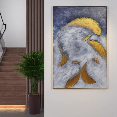 Cina Metodo di stampa a 6 colori su misura Fogli d'oro Paesaggio Arte murale Pittura 3D Tessitura Arte per la decorazione domestica personalizzata in vendita