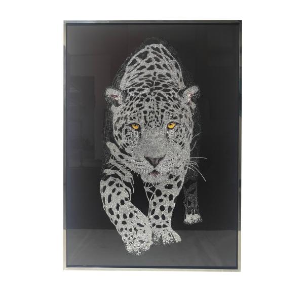 Quality Modern Animal Leopard Wall Painting Crystal Porcelain Wall Art Custom Designs for sale