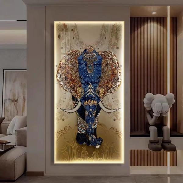 Quality High End Led Wall Decorative Glass Wall Art Animal Artwork Crystal Porcelain for sale