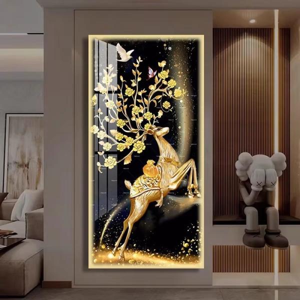 Quality High End Led Wall Decorative Glass Wall Art Animal Artwork Crystal Porcelain for sale