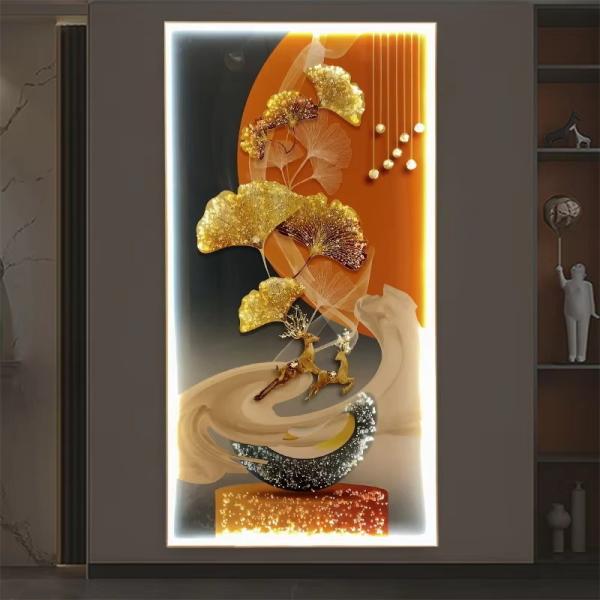 Quality High End Led Wall Decorative Glass Wall Art Animal Artwork Crystal Porcelain for sale