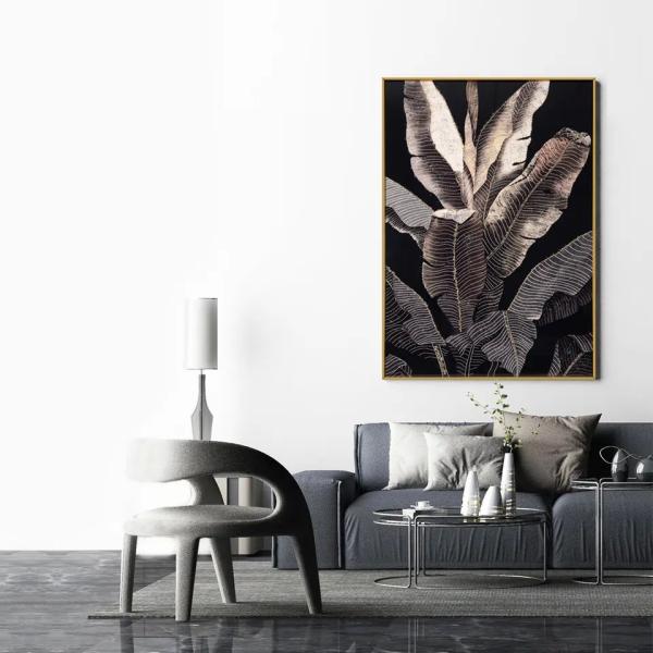Quality Custom Designs Crystal Porcelain Wall Art Decor Painting UV Print 3D Plantain Leaves for sale