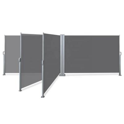 Double Iron Side Awning, 160 x 600 cm, Made of Polyester, Light grey, For Garden Balcony